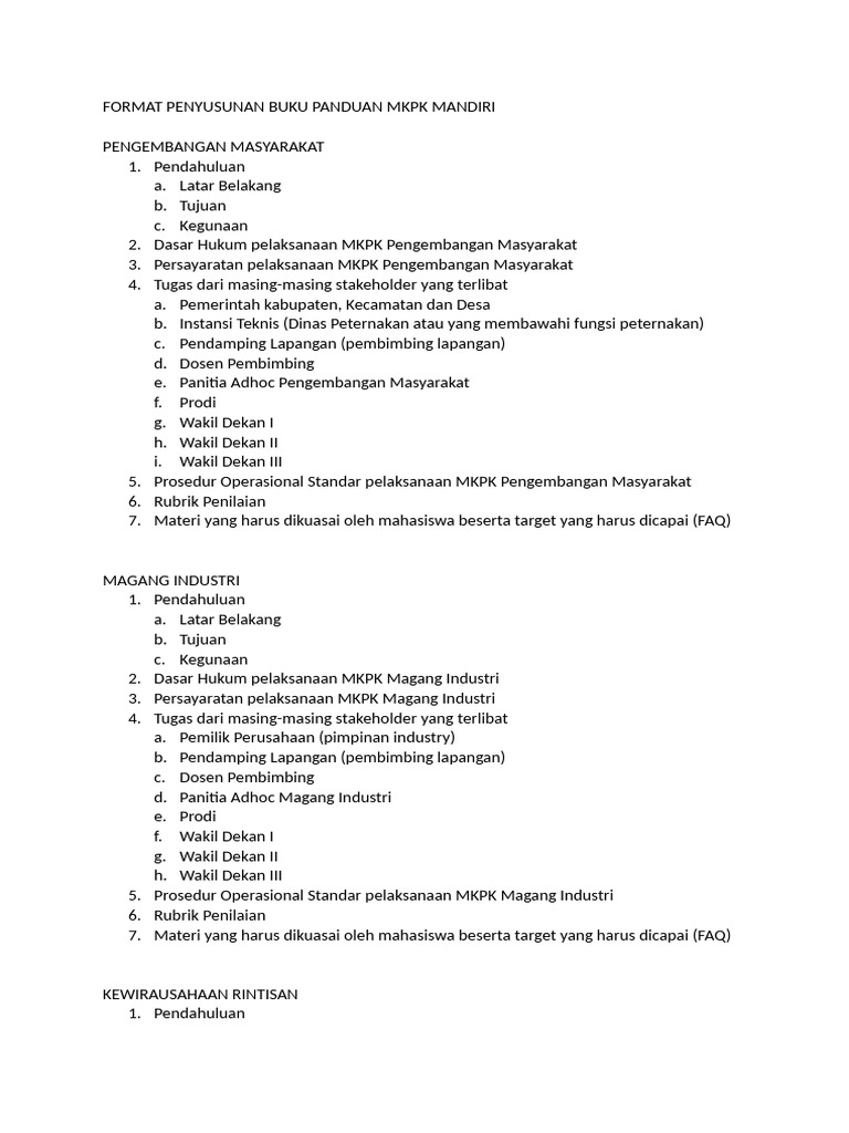 Format Buku Pedoman Mkpk | PDF