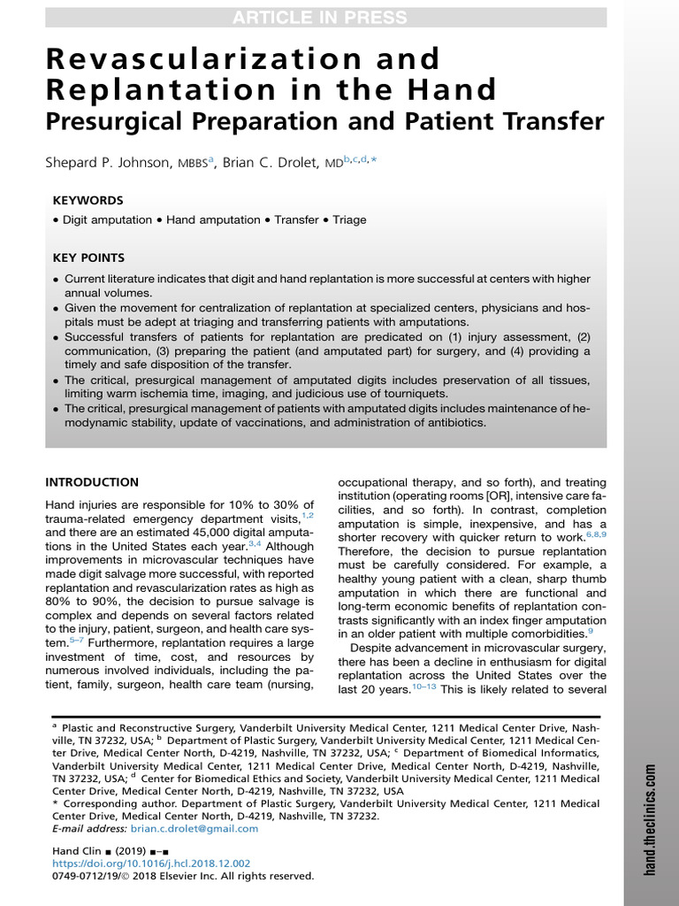 10 1016@j HCL 2018 12 002 | PDF | Amputation | Bleeding