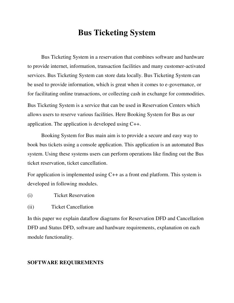 Bus Ticketing System Overview | PDF