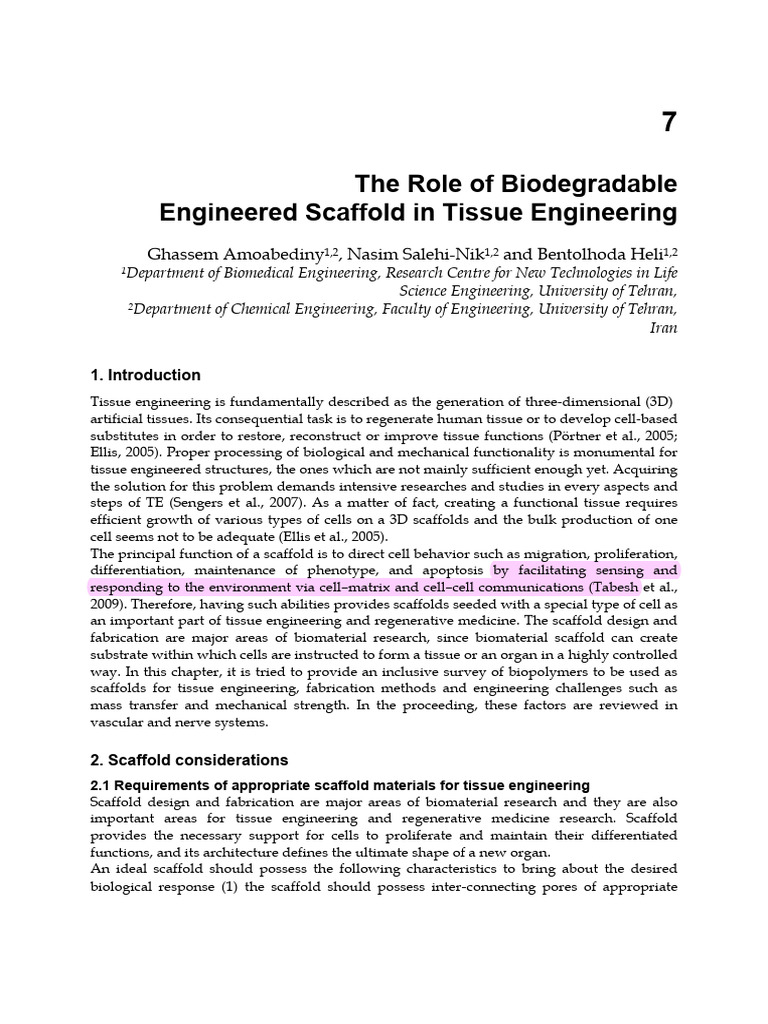 Scaffold For Tissue Engineering | PDF | Tissue Engineering ...