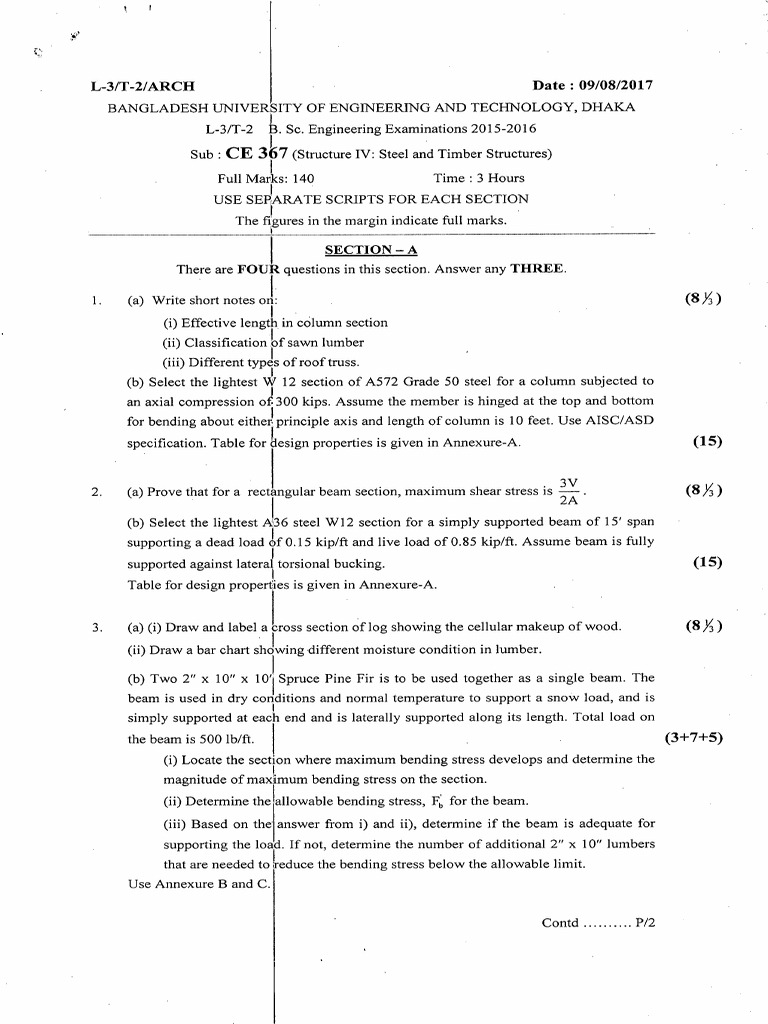 Arch L 3T 2 2015 2016 | PDF | Bending | Beam (Structure)
