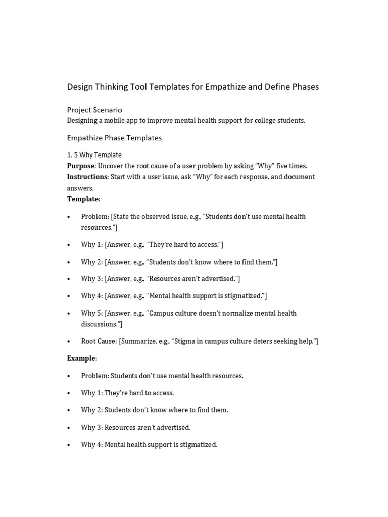 Design Thinking Templates for Mental Health | PDF | Mental Health ...