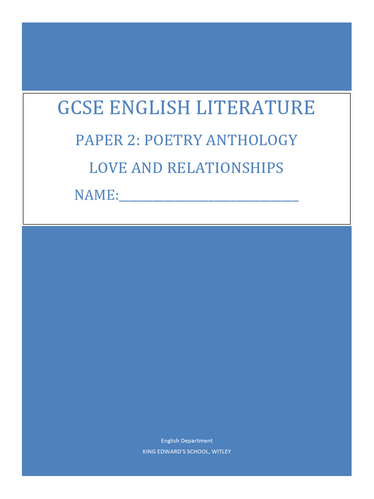 AQA Love and Relationships Poetry Guide | PDF | Poetry | Percy Bysshe ...