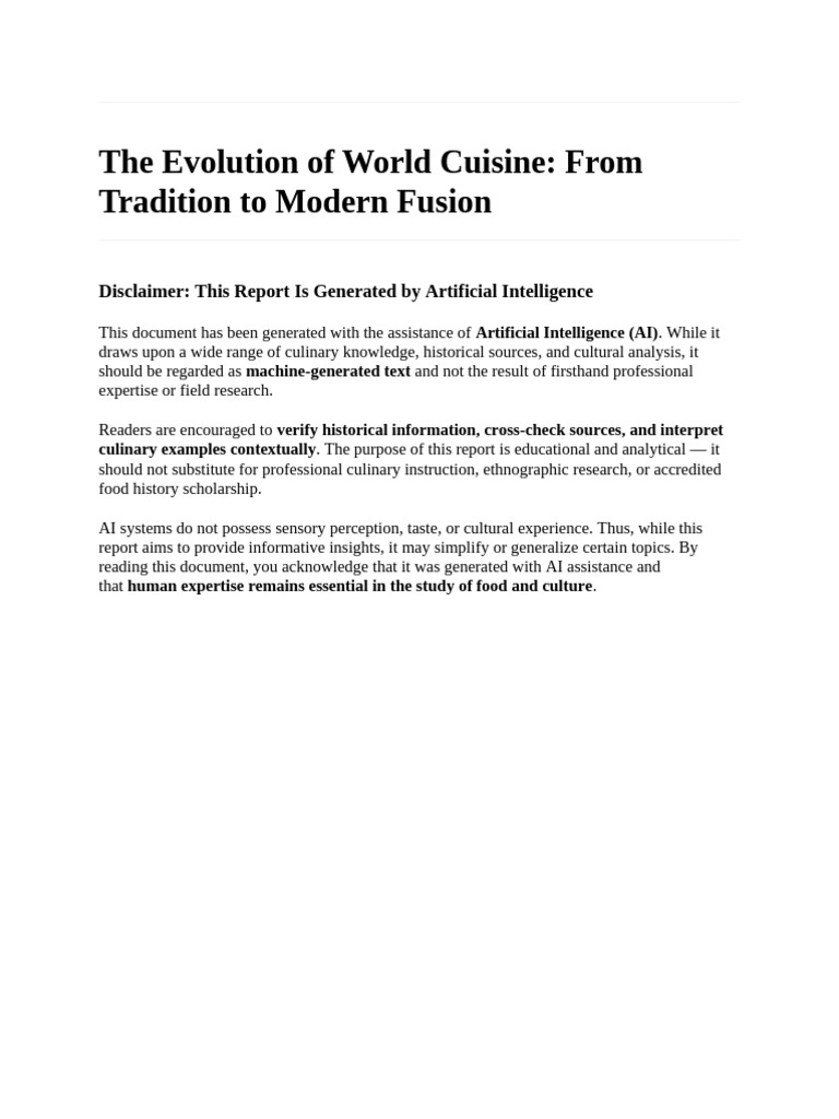 Evolution of Global Cuisine Explained | PDF | Cuisine | Cooking