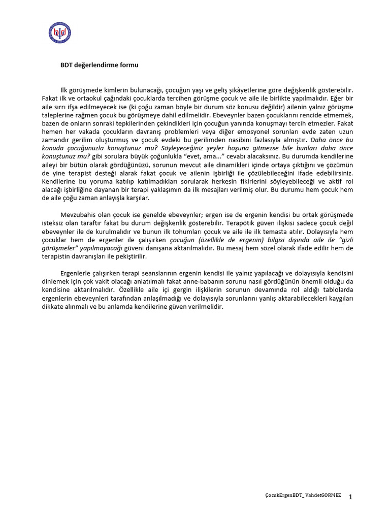 BDT Görüşme Formu | PDF