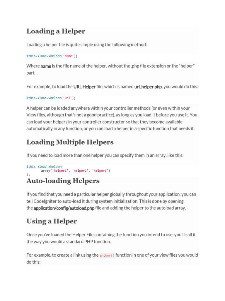 Helpers and Libraries in Codeigniter | PDF