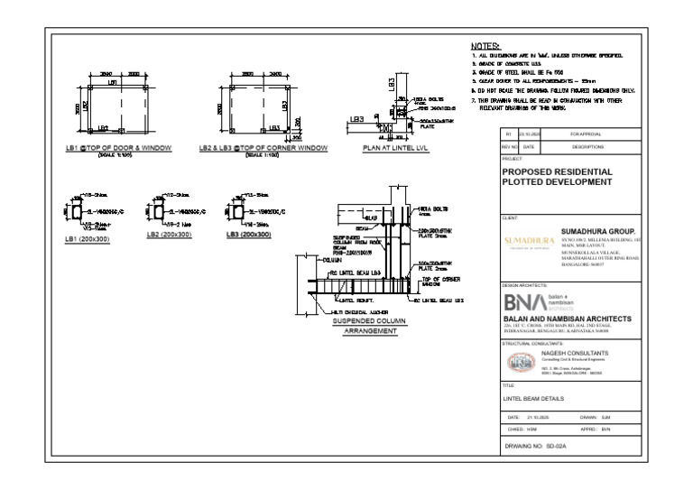 Lintel Beam Details for Residential Project | PDF