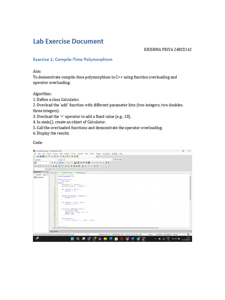 C++ Polymorphism Lab Exercises | PDF