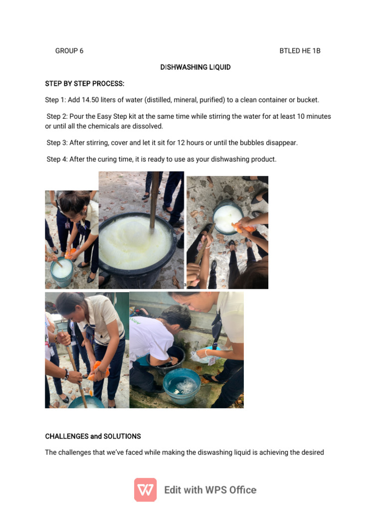 Group 6 (Btled 1b) - Dishwashing Liquid | PDF