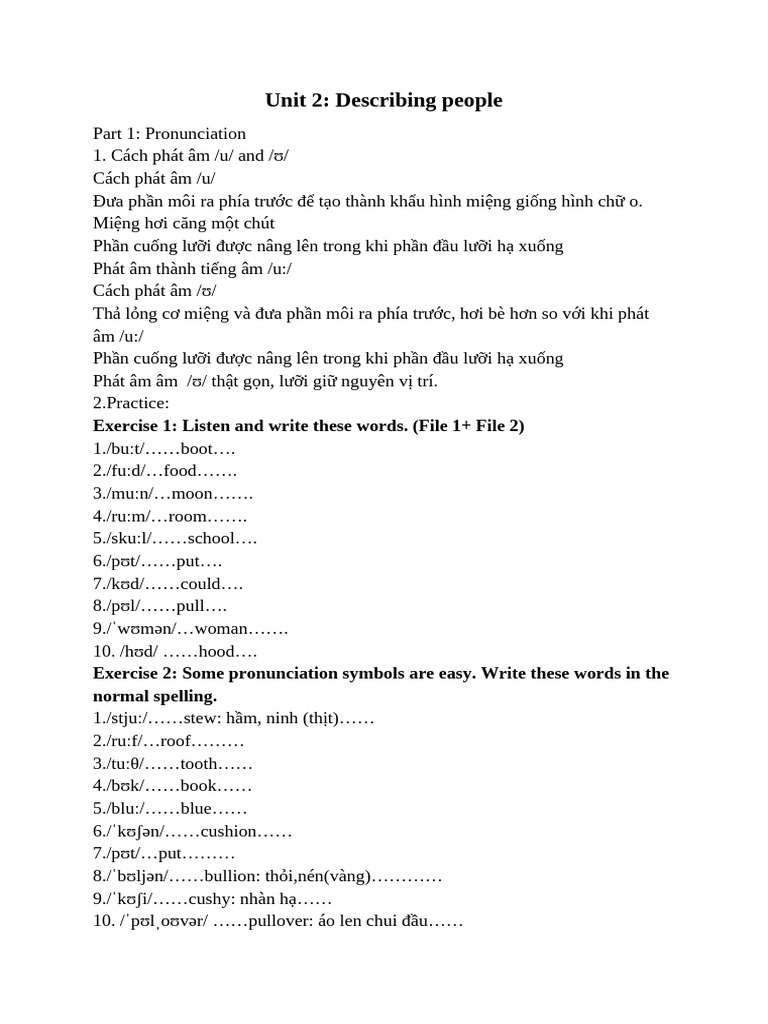 Unit 2_ Describing People_ Word | PDF | Chess Openings | Chess