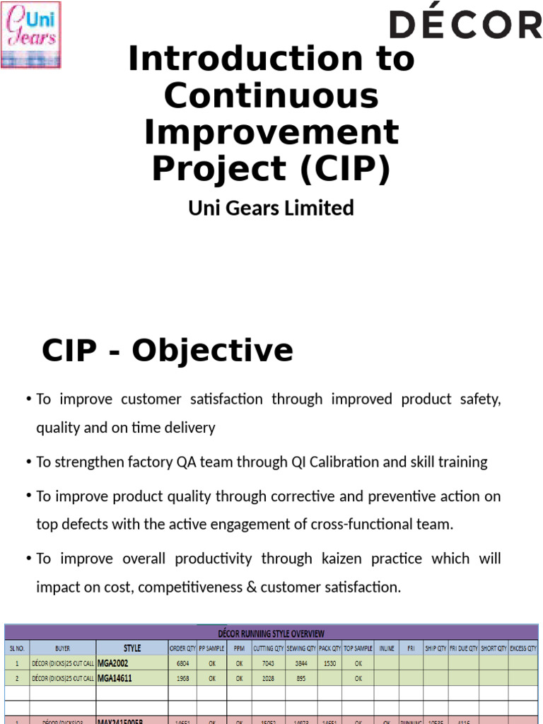 Introduction To Continuous Improvement Project (CIP) August-2025 | PDF ...