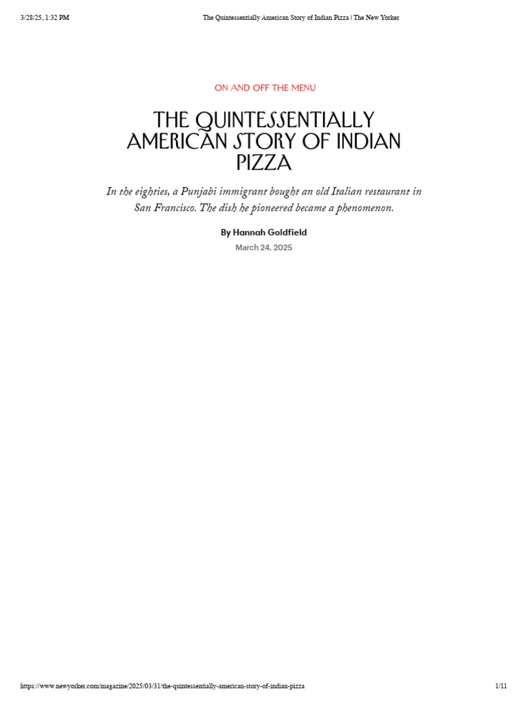 The Quintessentially American Story of Indian Pizza - The New Yorker ...