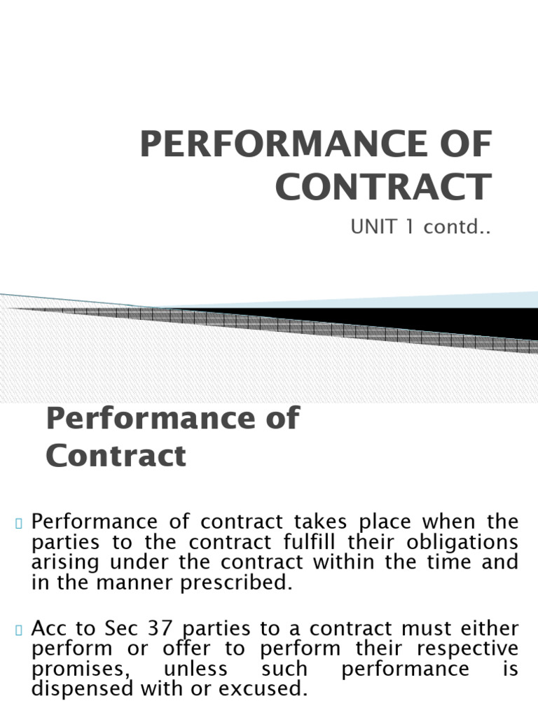 LAW UNIT 1 CONTD. PERFORMANCE OF CONTRACT.ppt | PDF | Breach Of ...