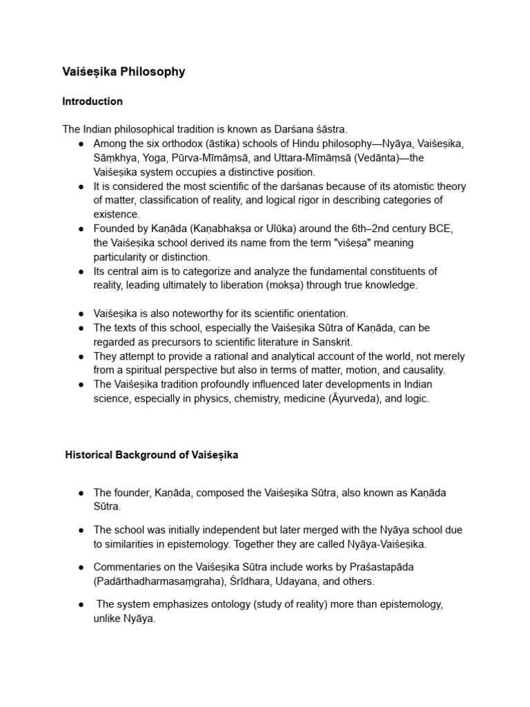 Vaiśeṣika Philosophy: Atomism & Reality | PDF | Ātman (Hinduism ...