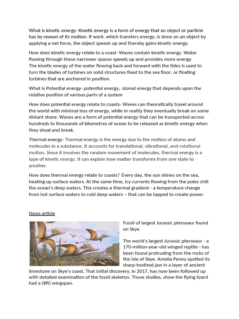 Kinetic and Potential Energy Explained | PDF | Water | Kinetic Energy