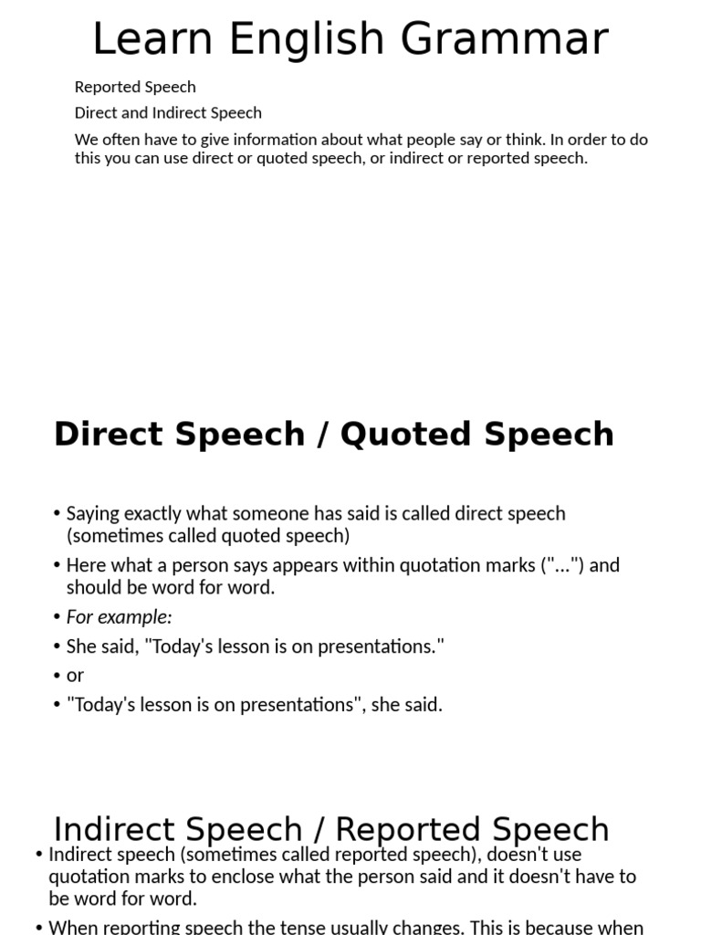 Understanding Direct and Indirect Speech | PDF | Languages | Foreign ...