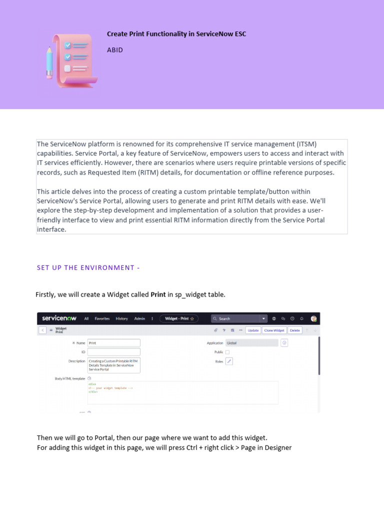 Print RITM Details in ServiceNow ESC | PDF | Button (Computing ...