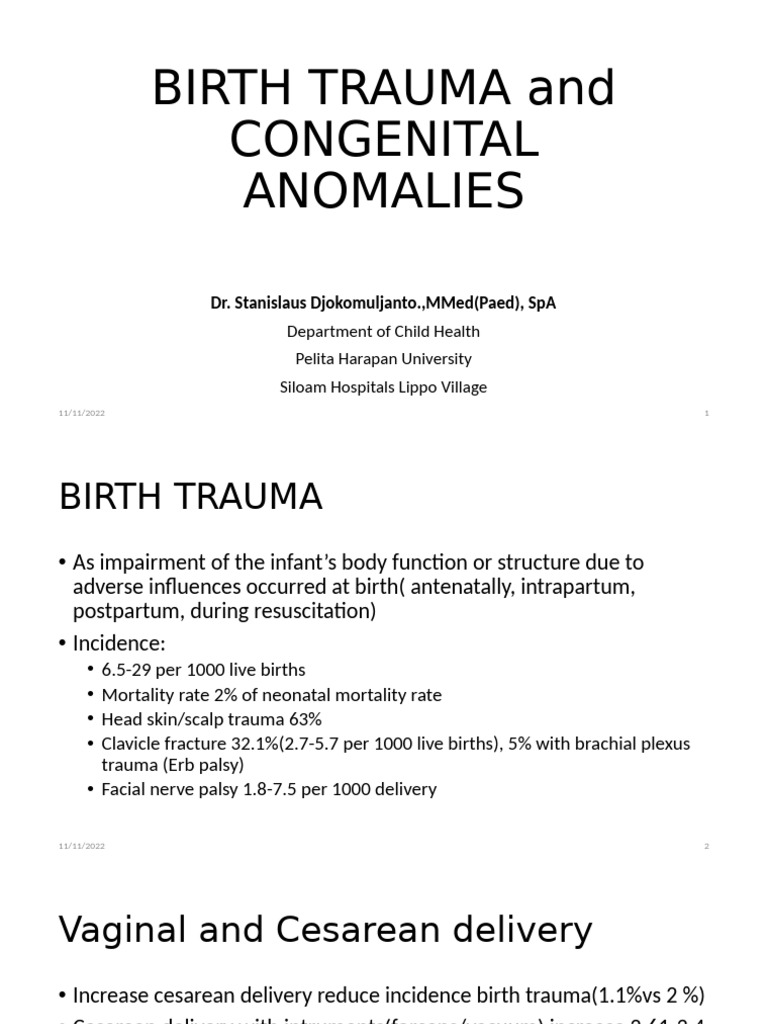 Birth Trauma and Congenital Anomalies Overview | PDF | Childbirth ...
