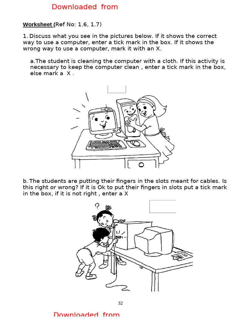 CBSE Class 1 Computer Science Worksheet - Dos and Don'Ts With The ...