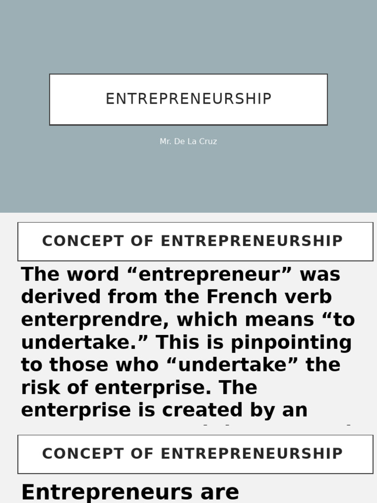 Understanding Entrepreneurship Concepts | PDF | Entrepreneurship ...