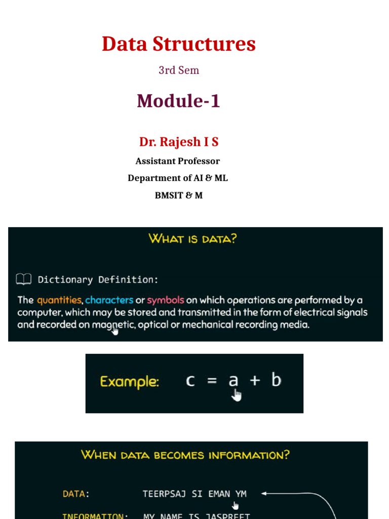 DSA Module 1 PPT Part 1 | PDF | Pointer (Computer Programming) | Queue (Abstract Data Type)