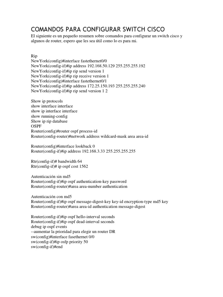 Comandos Para Configurar Switch Cisco | Ethernet | Padrões de Computador