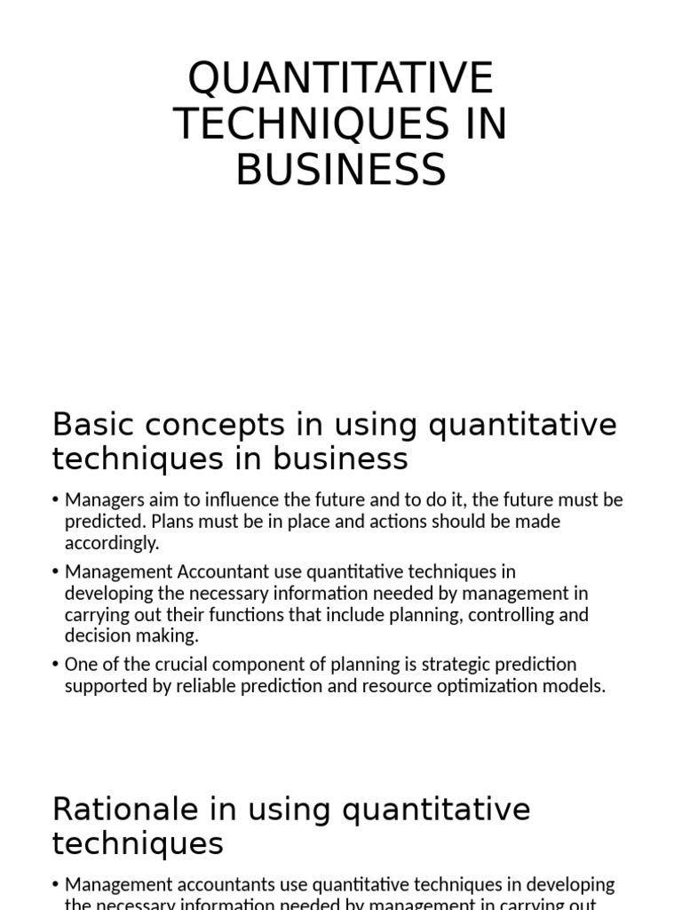 Quantitative Techniques for Business Management | PDF | Forecasting ...