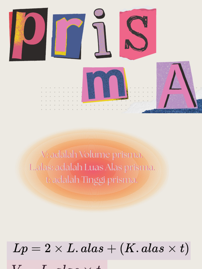Rumus Volume Prisma V = L.alas × t V adalah Volume prisma. L.alas ...