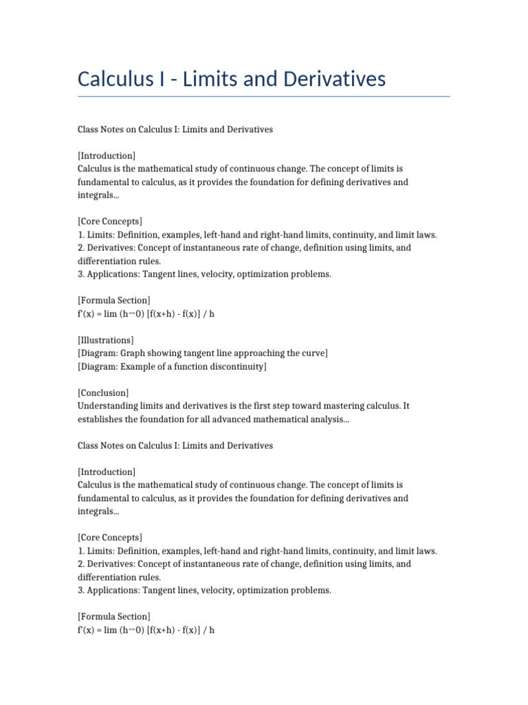 Calculus I - Limits and Derivatives | PDF | Derivative | Calculus