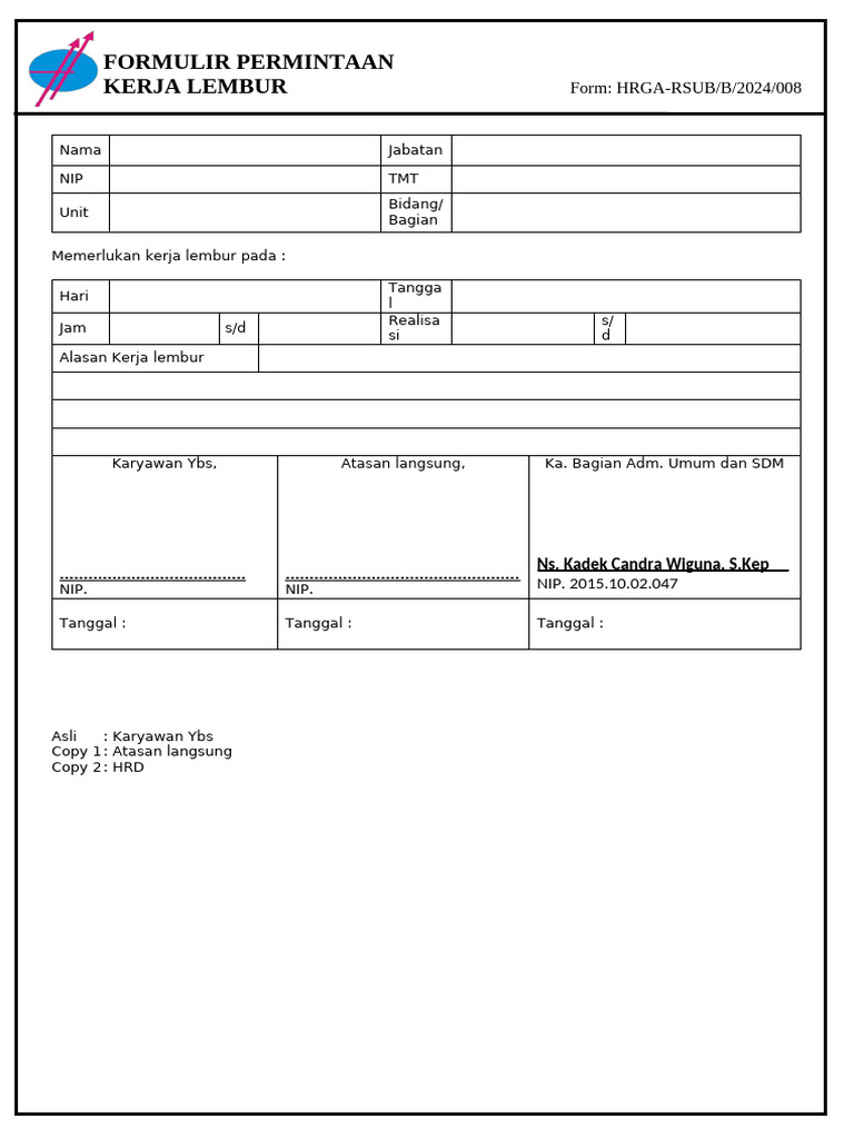 Form Lembur | PDF