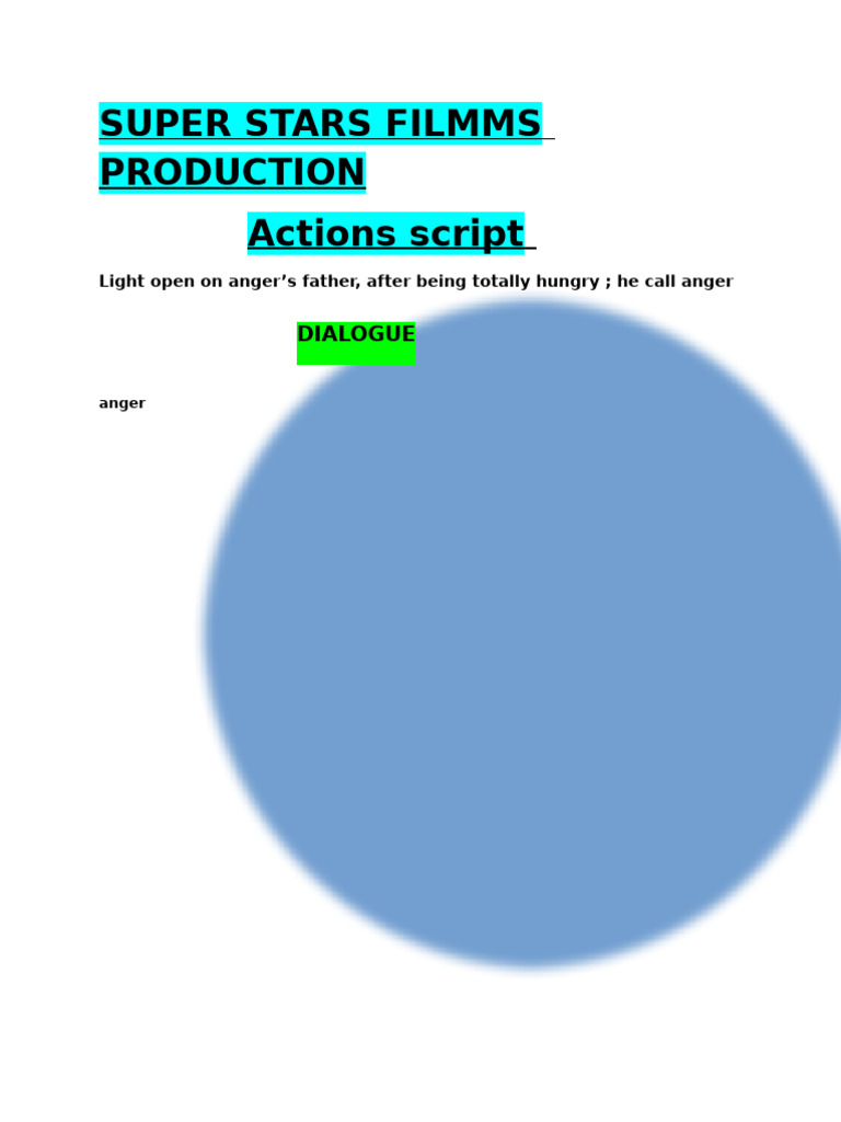 Super Stars Filmms Production Actions Script: Dialogue | PDF