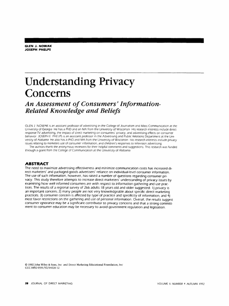 Consumer Privacy Concerns in Marketing | PDF | Survey Methodology ...