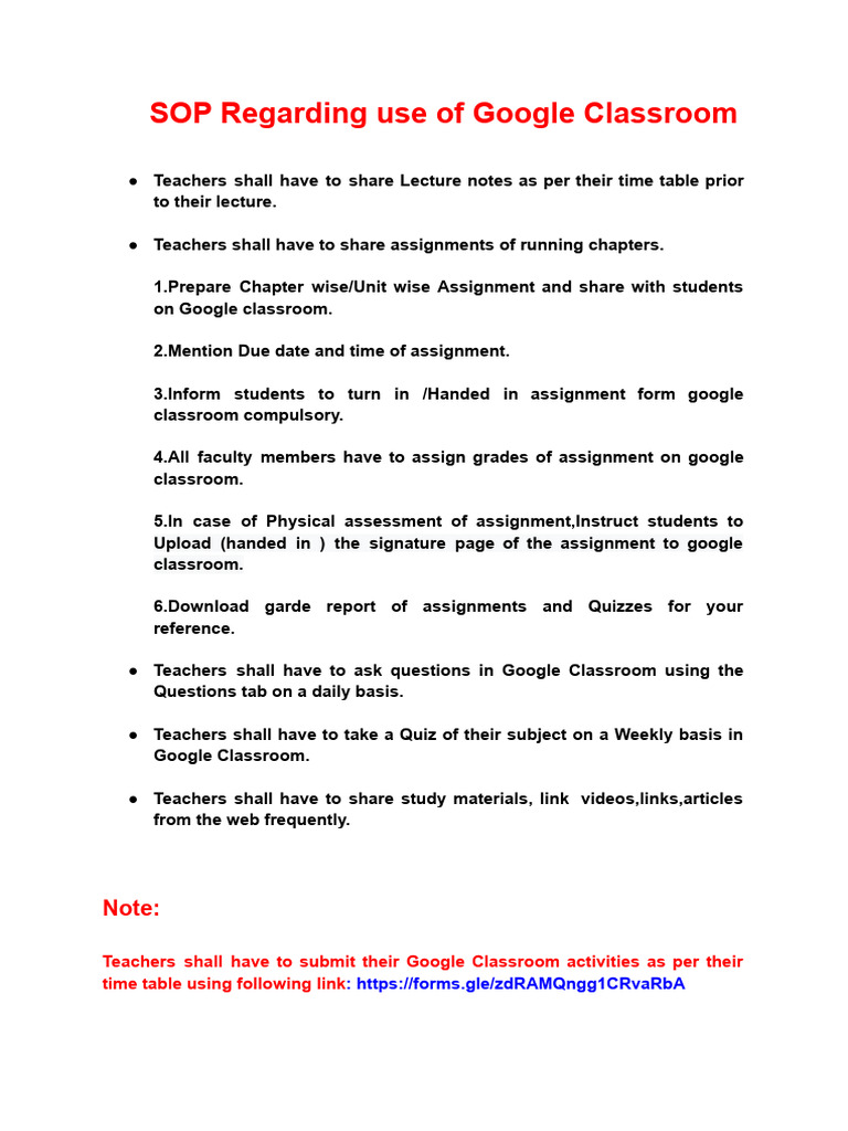 SOP Google Classroom | PDF