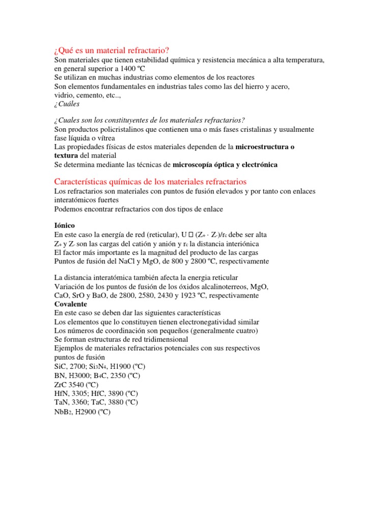 Qué Es Un Material Refractario | PDF | Cristal | Líquidos
