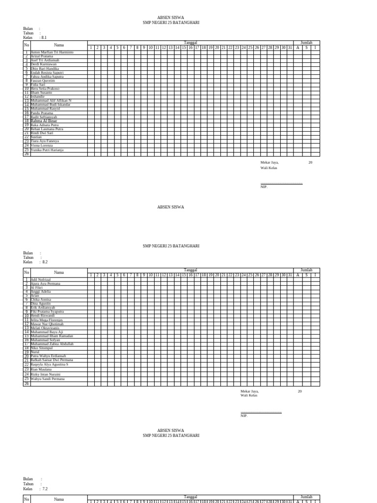 Absen Siswa 2021 | PDF