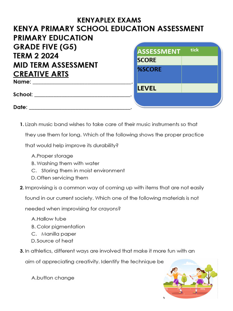 Grade 5 Creative Arts Midterm Exam 2024 | PDF