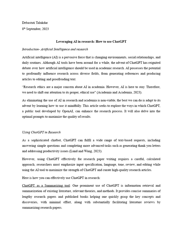 Using ChatGPT for Research Effectively | PDF | Artificial Intelligence ...