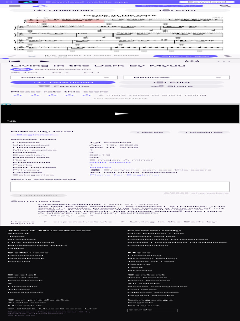 Living in the Dark - Myuu Sheet Music | PDF | World Wide Web | Internet ...