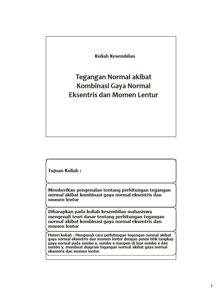 Tegangan Normal Akibat Kombinasi Gaya Normal Eksentrisitas Dan Momen ...