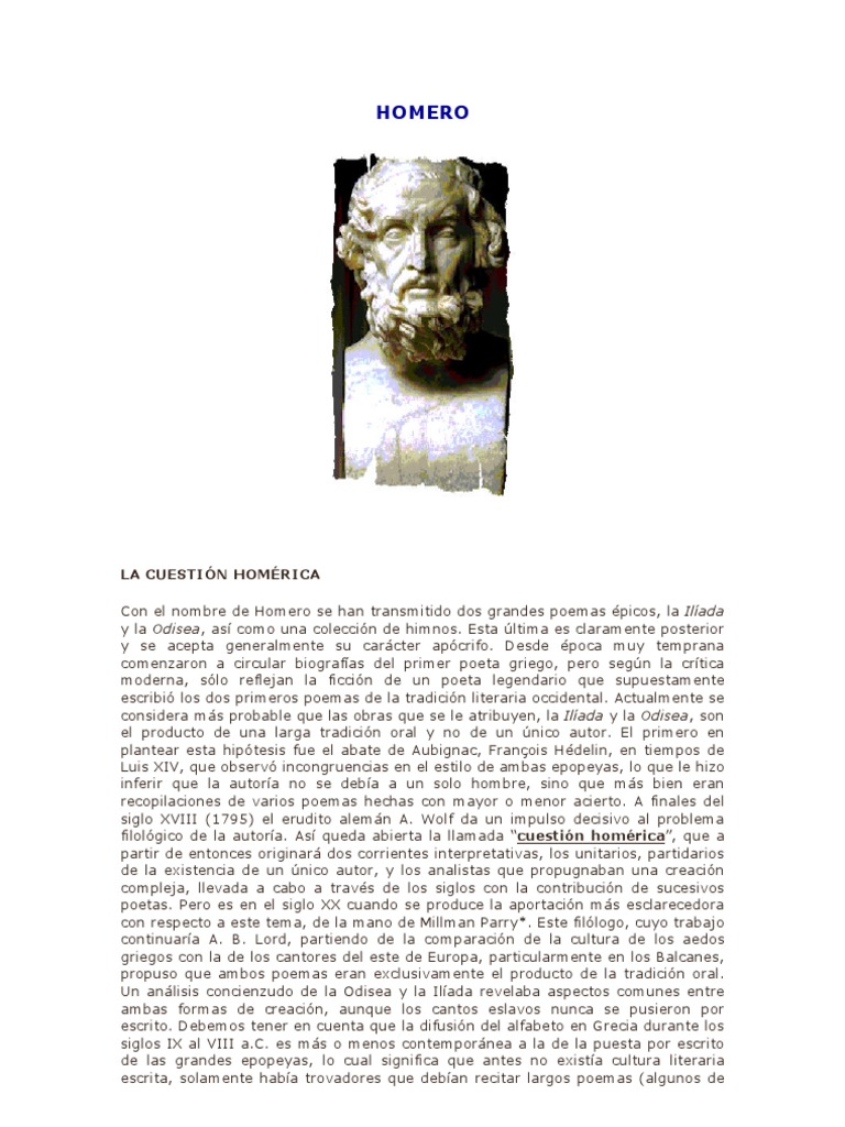 La Cuestión Homérica Desvelada | PDF