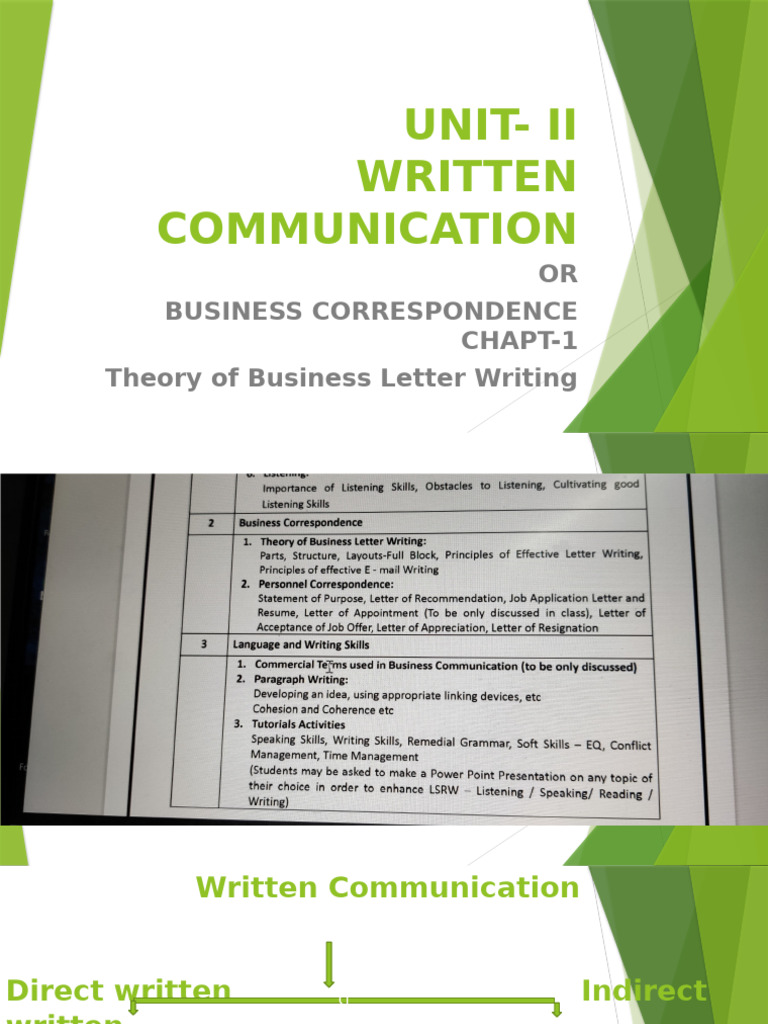 Unit-II Written Communication | PDF | Communication | Human Communication