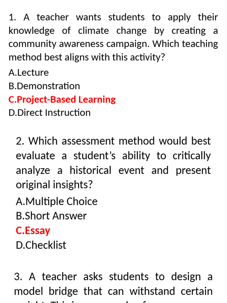 Teaching Strategies and Assessment Methods | PDF | Educational ...