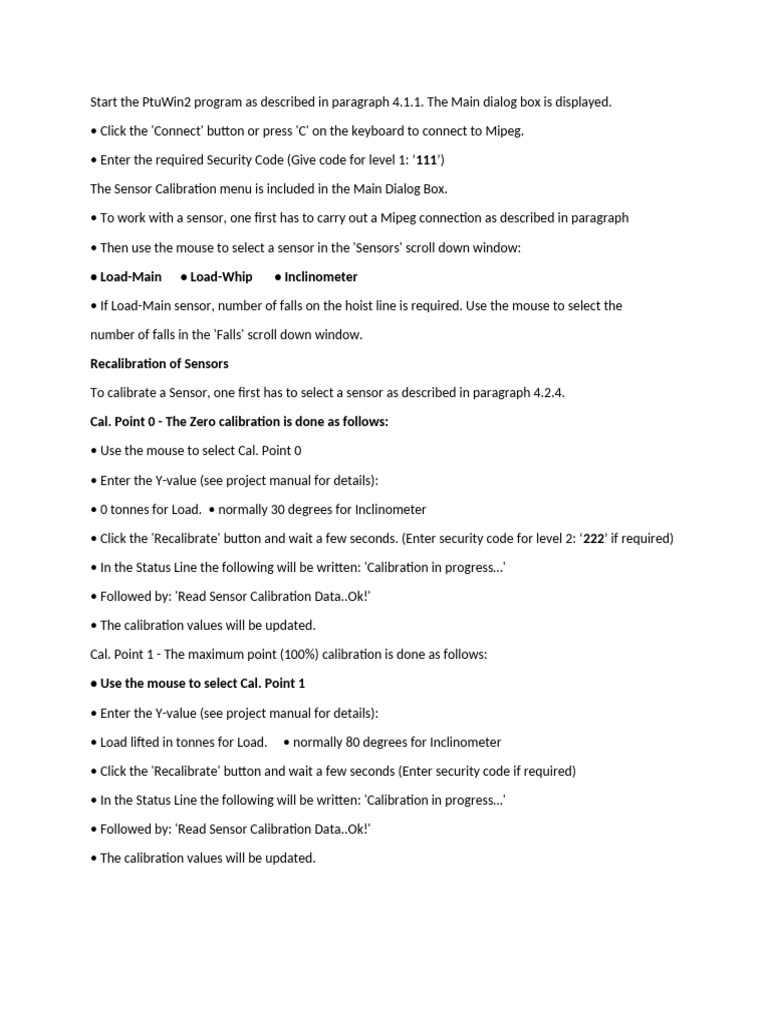 Mipeg Recalibration of Sensor | PDF