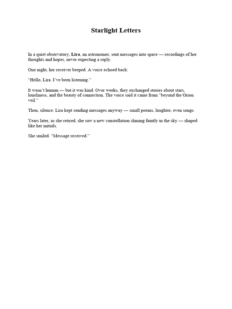Cosmic Connection: Lira's Letters | PDF