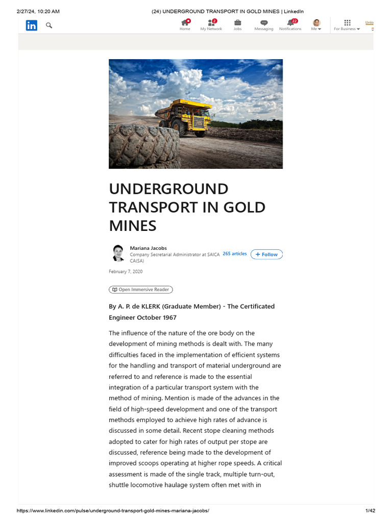 (24) Underground Transport in Gold Mines _ Linkedin | PDF | Mining