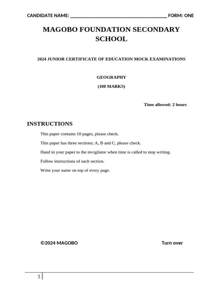 Jambo Geography Form 1 | PDF | Atmosphere Of Earth | Natural Environment
