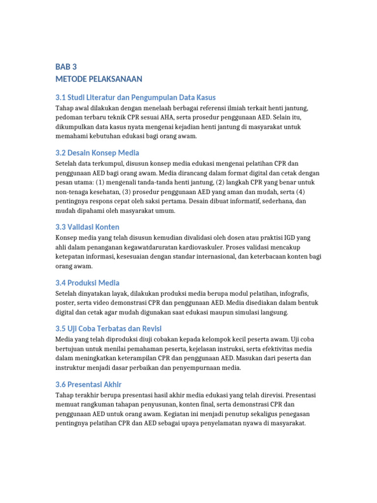 Bab 3 Metode Pelaksanaan CPR AED | PDF