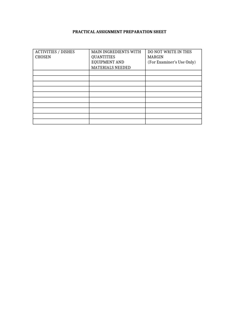 Practical Assignment Preparation Sheet Full | PDF