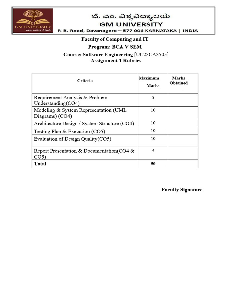 SE Assignment Rubrics-1 | PDF