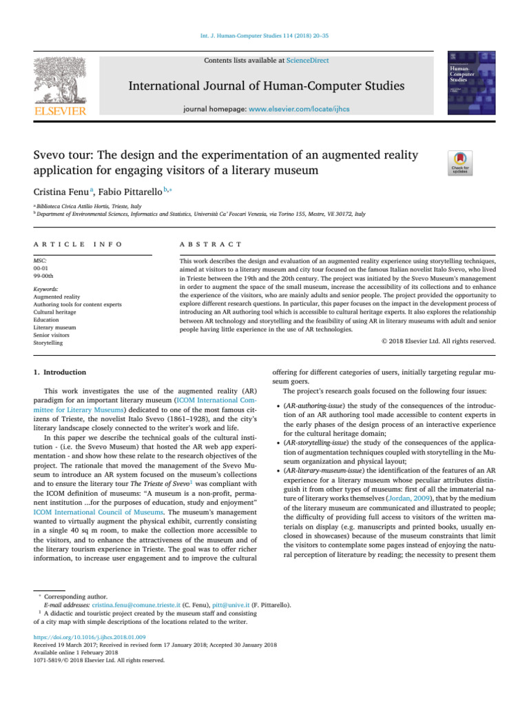 The Design and the Experimentation of an Augmented Reality | PDF ...